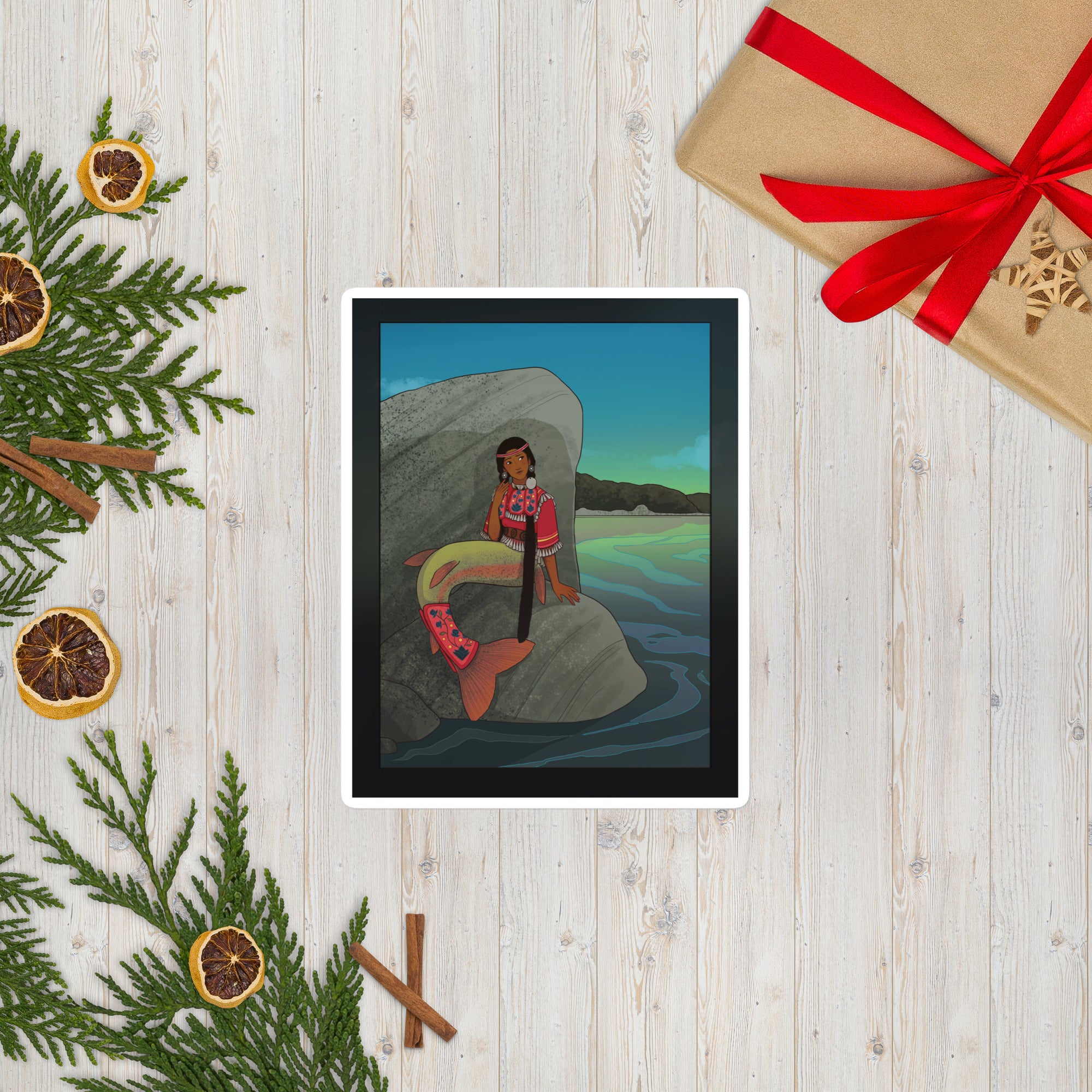 Bubble-free Sticker: Anishinaabe Mermaid – Ellen Artistic